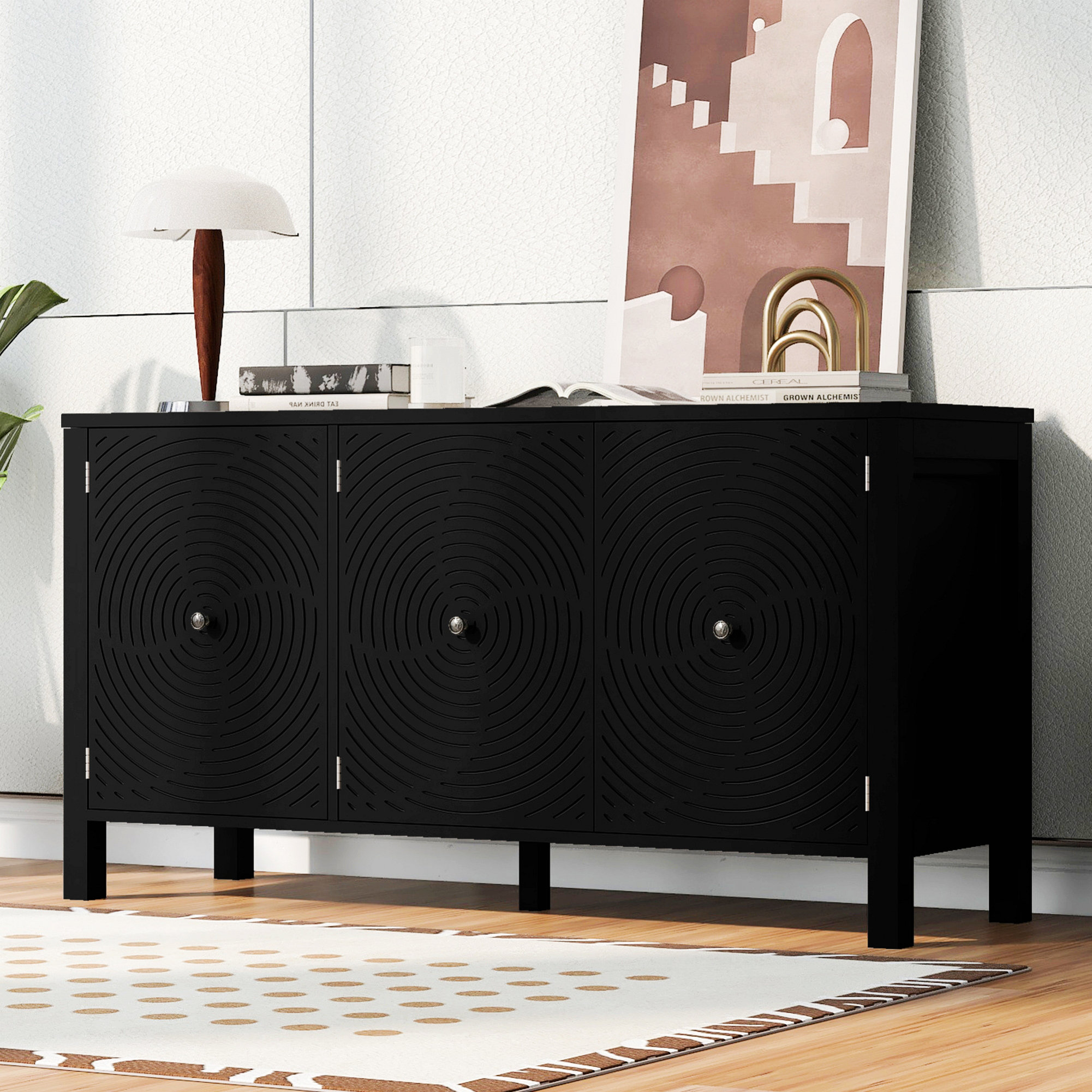 Winston Porter Toribia Artistic Sideboard with Curved Swirl Patterned ...