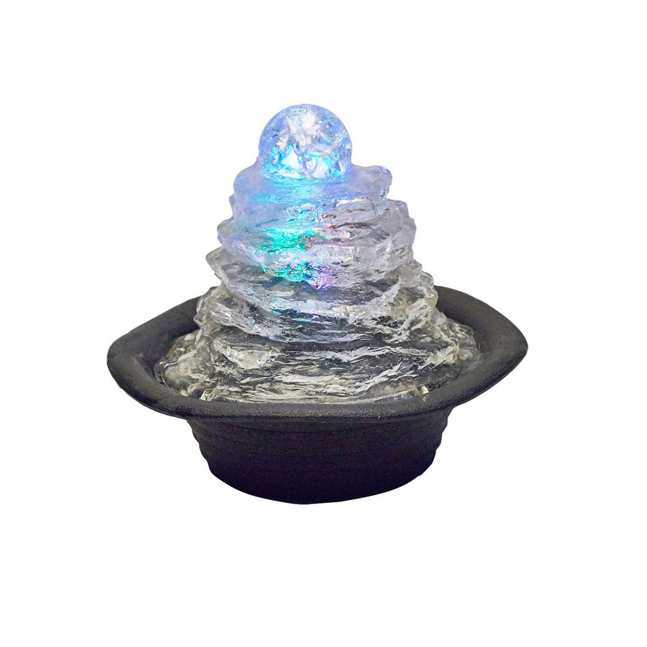 Ebern Designs 7.5" Tall Indoor Ice Mountain Fountain - LED Lighted, 1L ...