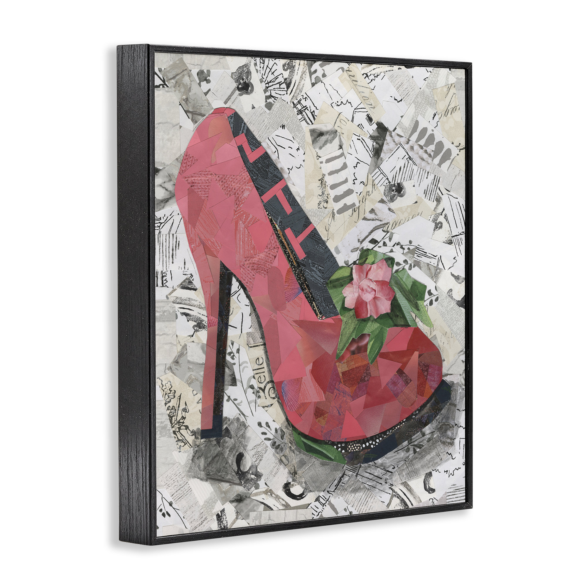 Stupell Industries Collaged Pink Heel Framed Giclee Art By Coco Good | Wayfair