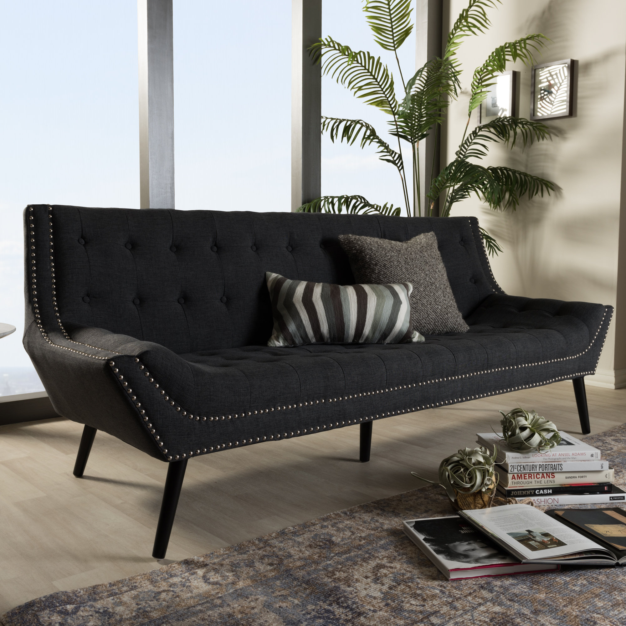George Oliver Gavin 81.12" Linen Square Arm Sofa | Wayfair