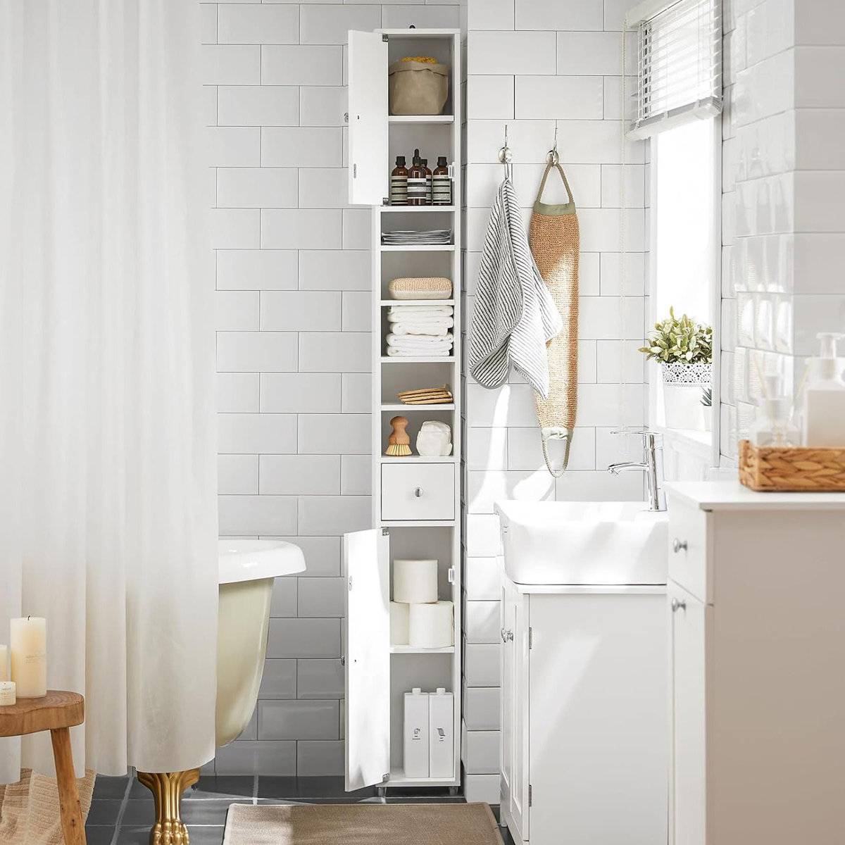Latitude Run® Slim Tall Bathroom Storage Cabinet | Wayfair