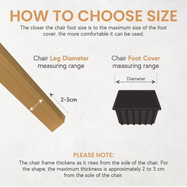 Chair Surfer Square Chair Leg Caps Floor Protectors (16 Set, XS 21-22mm ...