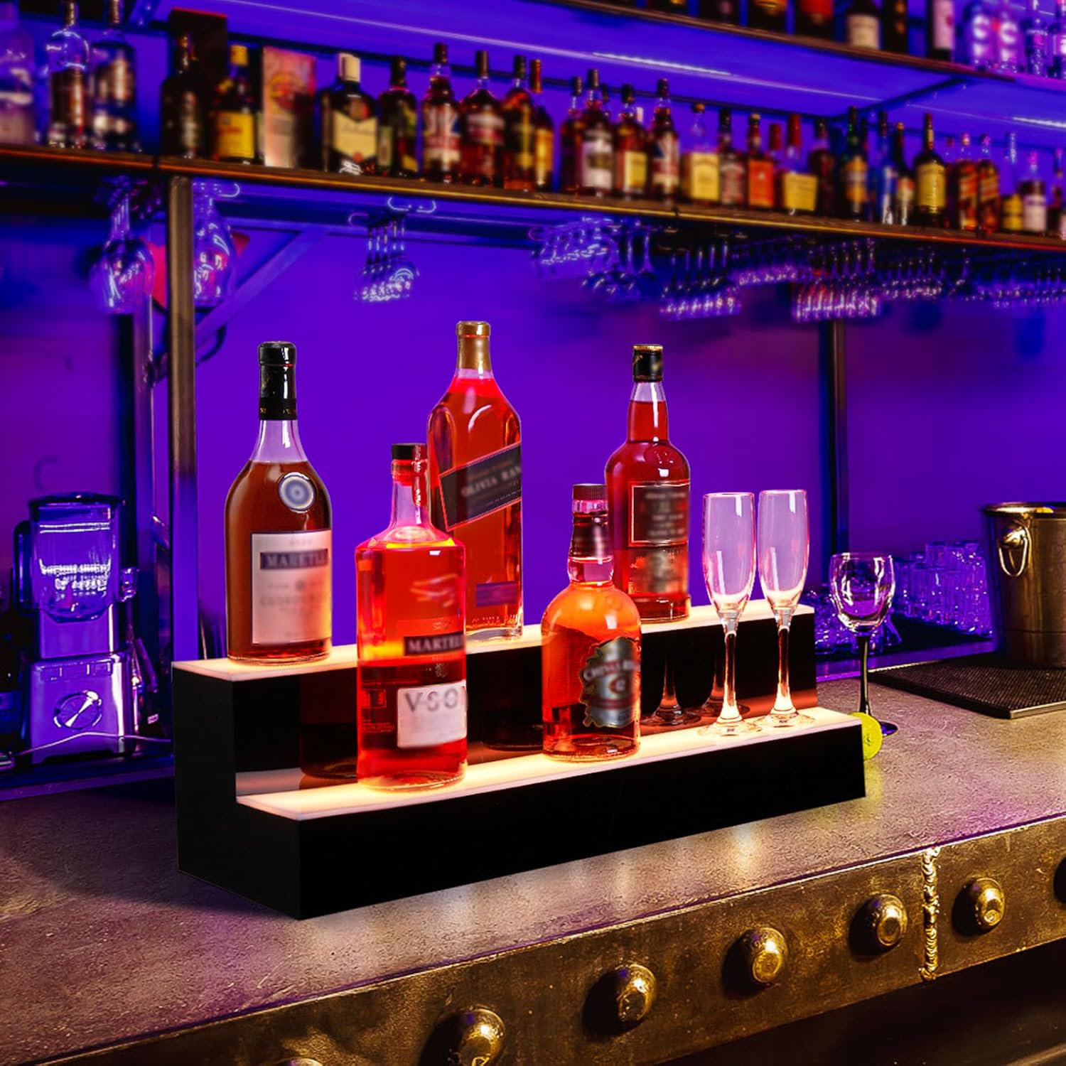 Ivy Bronx LED Liquor Bottle Display Shelf, Bottle Display Shelf Bar ...