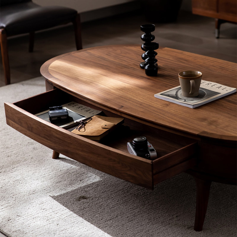 Trentastic Trails Minimal black walnut oval coffee table | Wayfair