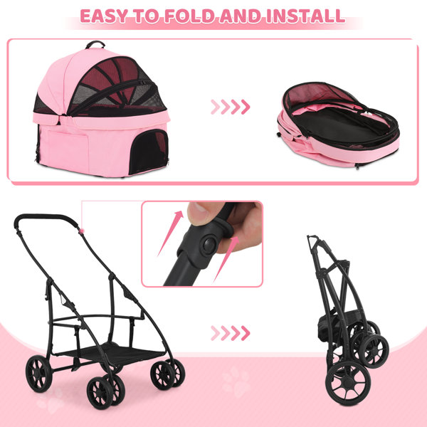 Magshion 3-In-1 Heavy-Duty Pet Stroller With Detachable Carrier 45 Lb ...