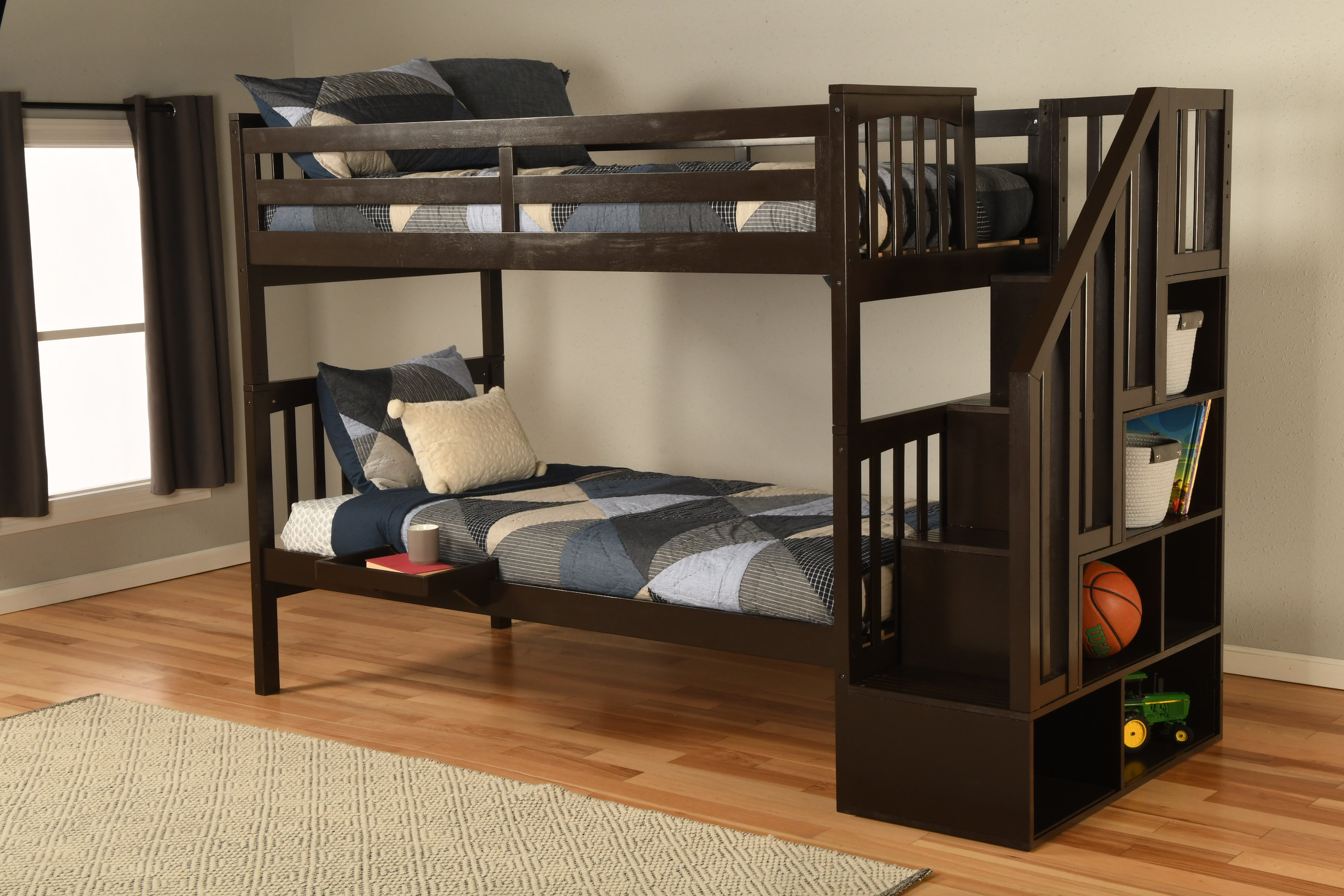 Viv + Rae Huneycutt Bunk Bed With Tray In Dark Gray, Mattresses Not ...