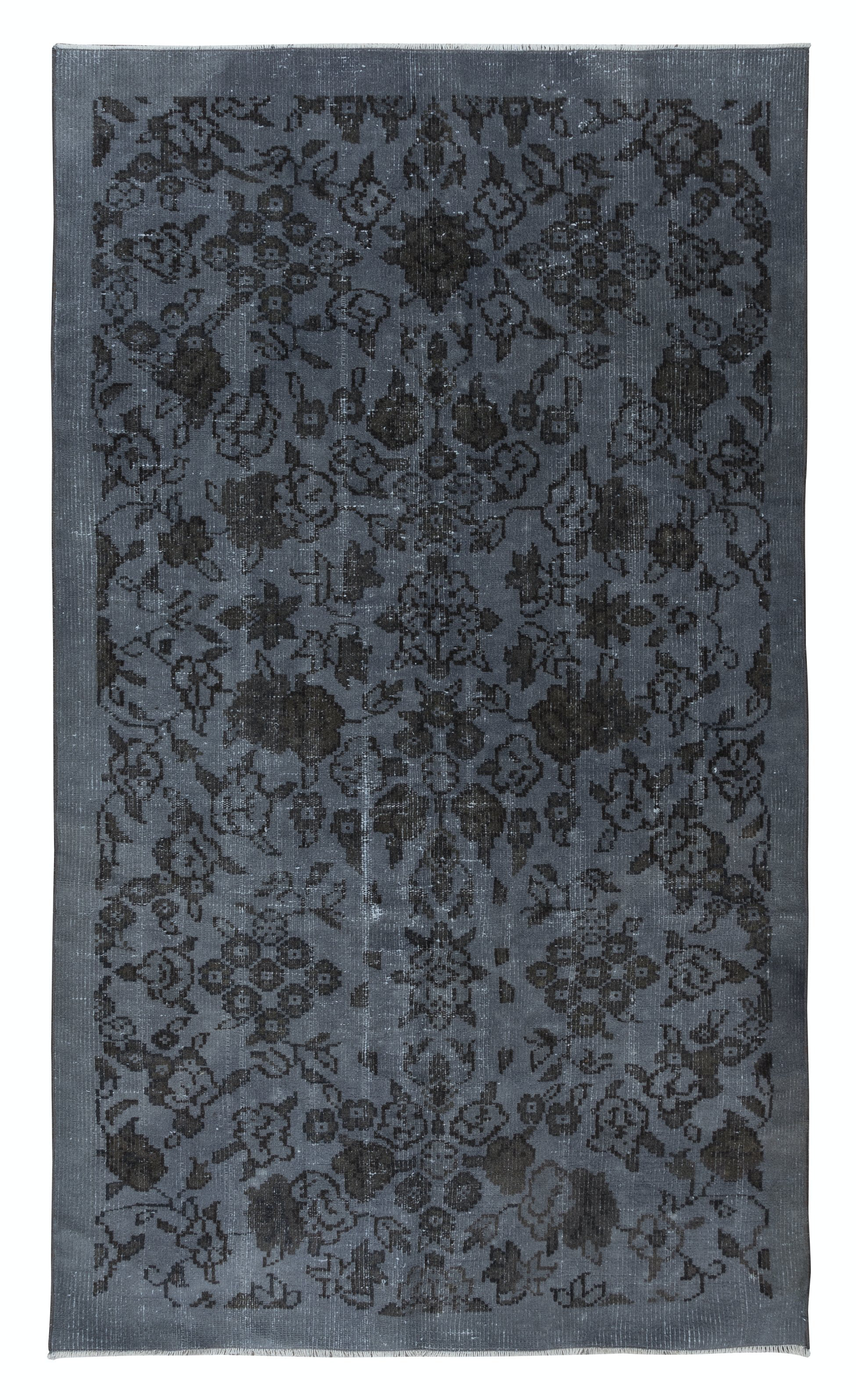 Williston Forge 4.8x8 Ft Handmade Turkish Area Rug with Dark Steel Gray ...
