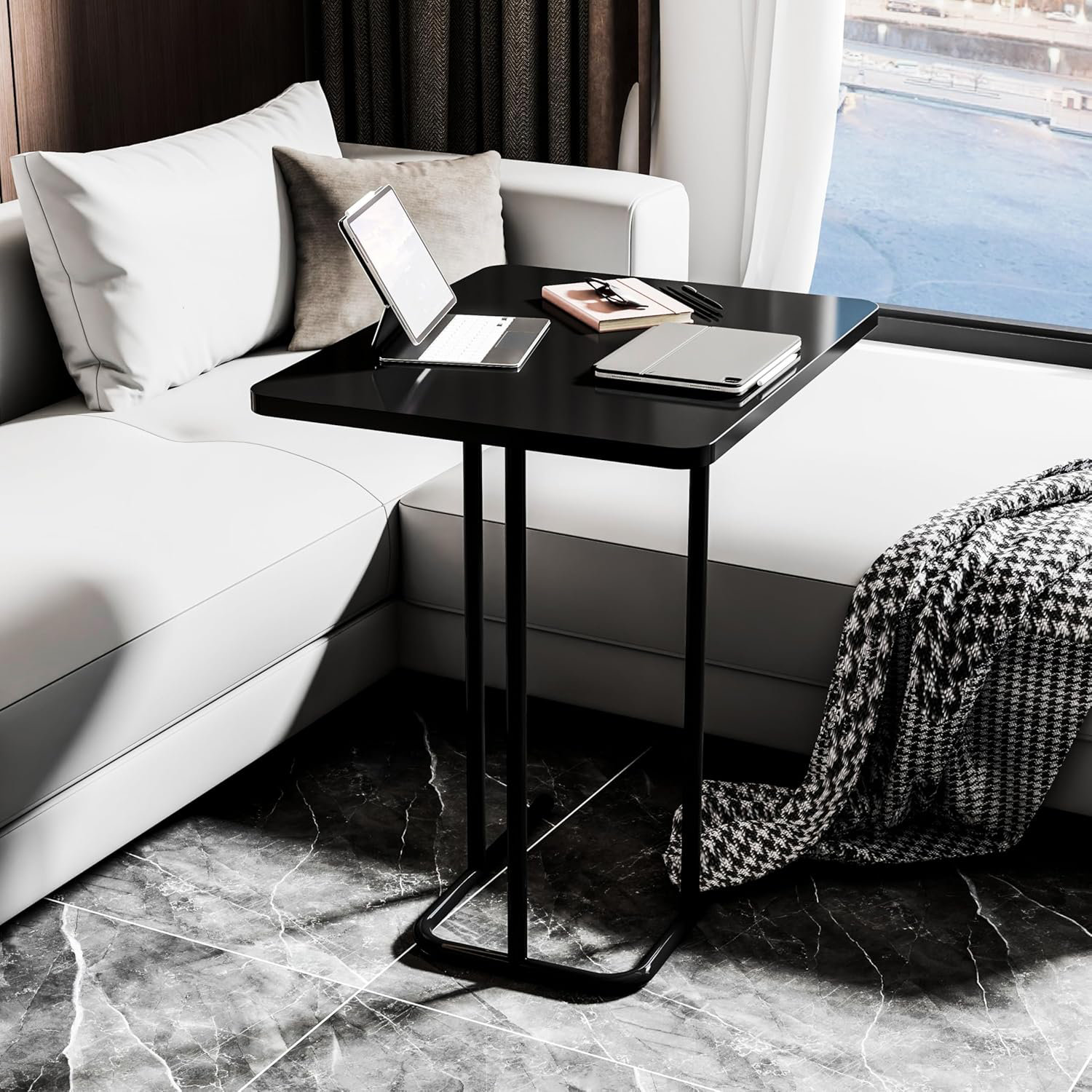 Latitude Run® C-Shaped End Table With Multifunctional Design For Living ...