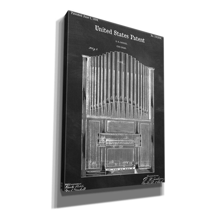 Williston Forge Pipe Organ Blueprint Patent Chalkboard On Canvas by ...