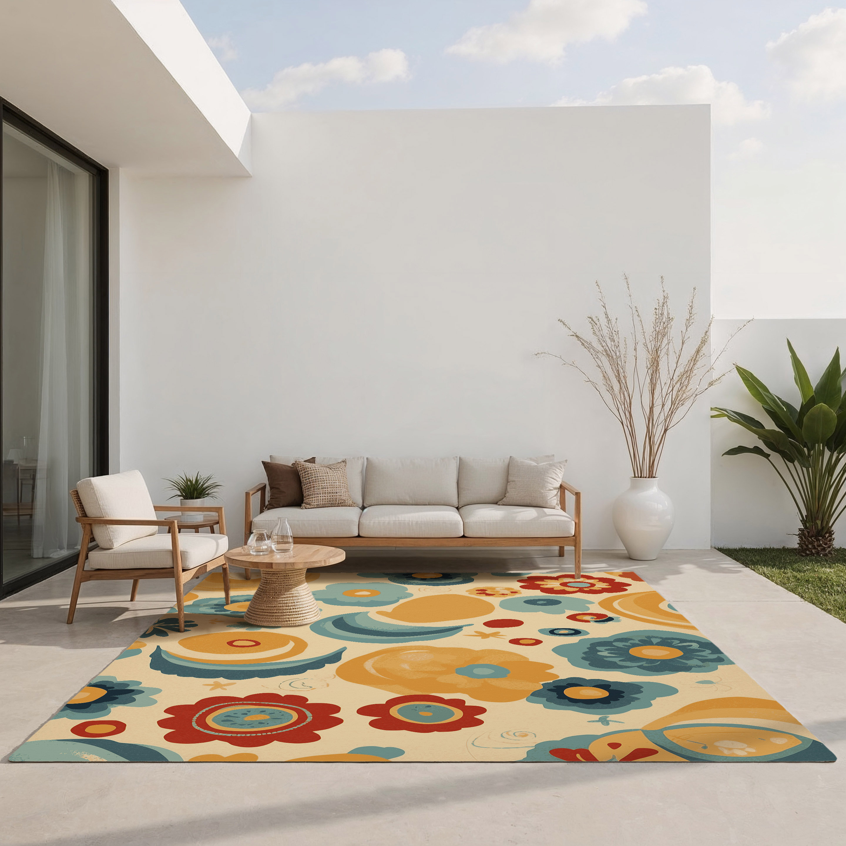 Wrought Studio™ Vibrant Stomp Indoor And Outdoor Area Rug | Wayfair