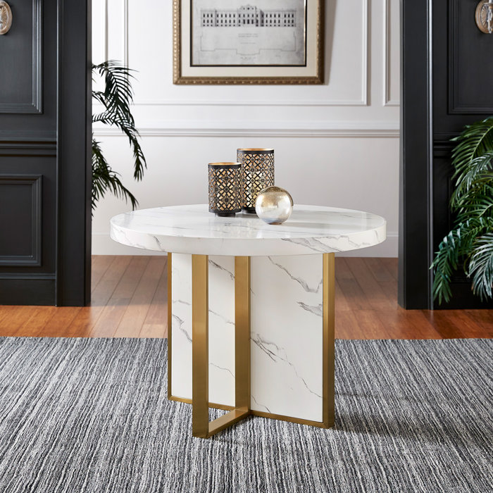Kingstown Home Roman Round Marble Dining Table & Reviews | Wayfair