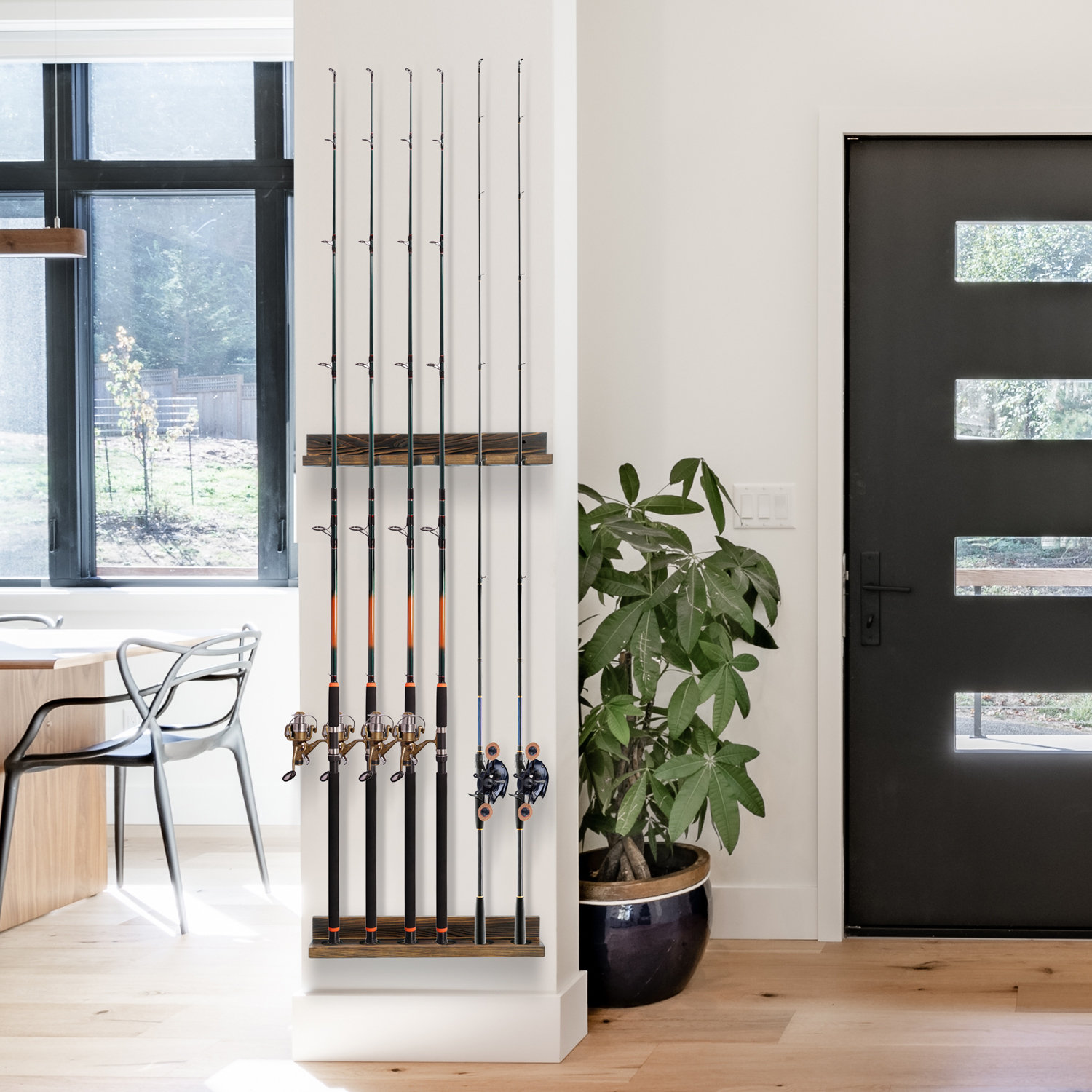 Gracie Oaks Kymora Wall Mounted Fishing Rack | Wayfair