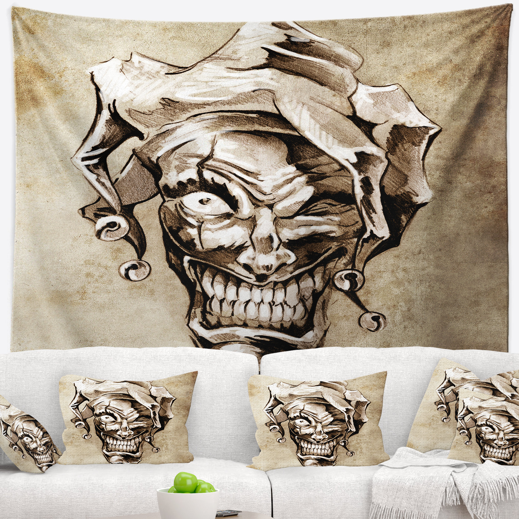 The Twillery Co.® Corwin Abstract Fantasy Clown Joker Tapestry | Wayfair