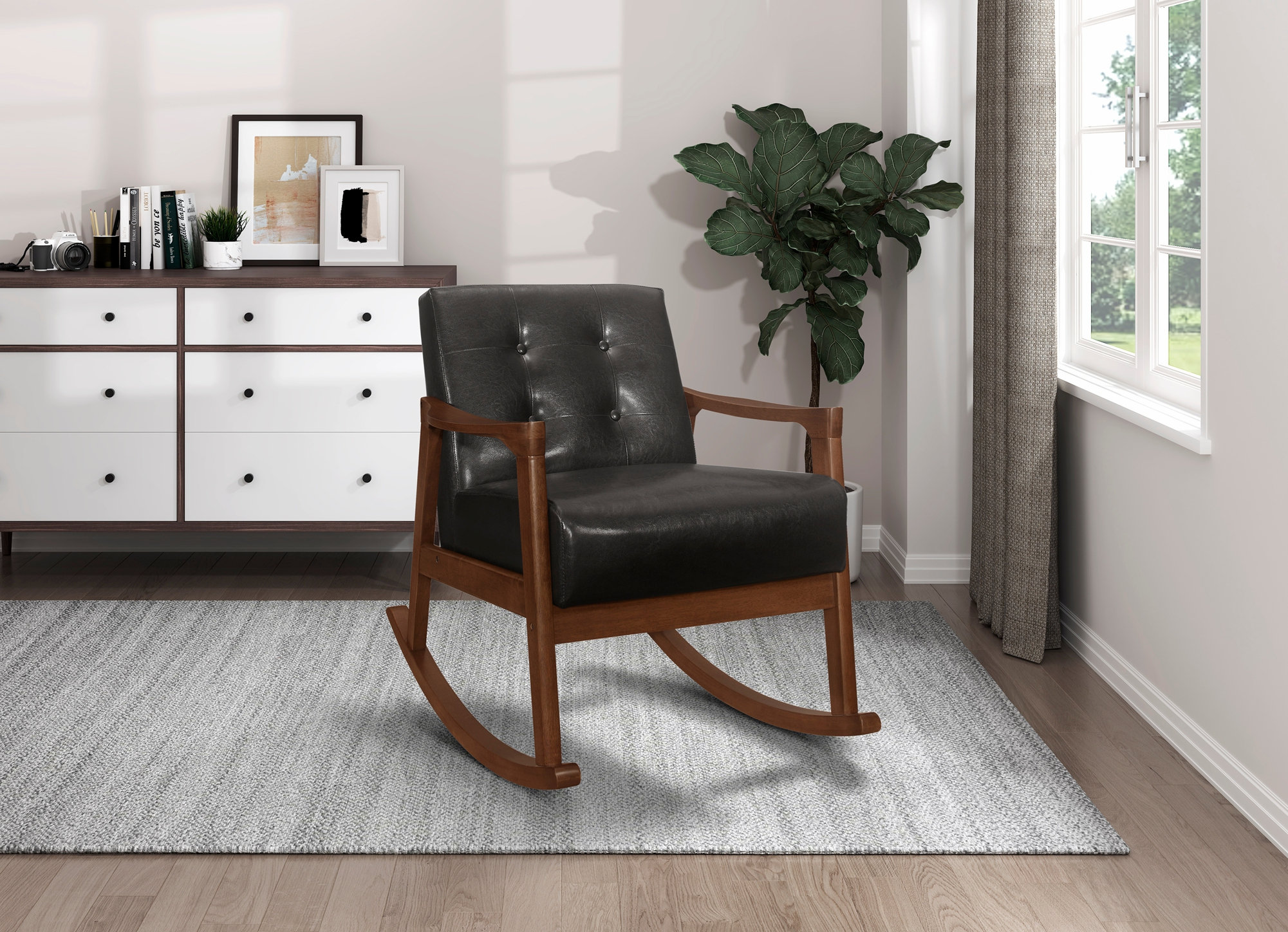 Corrigan Studio Rocking Chair, Button Tufted Accent Chair, Contemporary ...