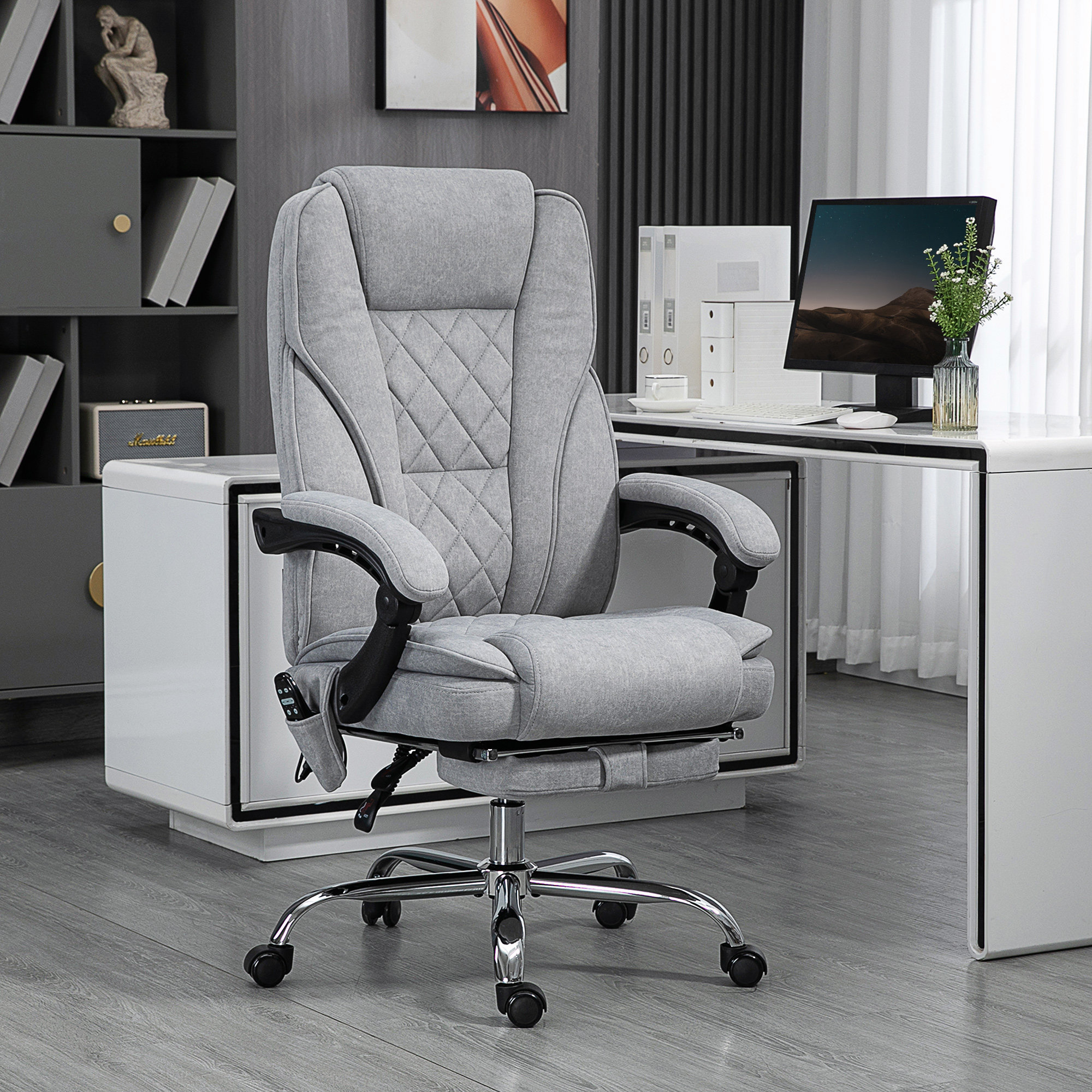 Inbox Zero Oakie Linen Office Chair with Headrest | Wayfair