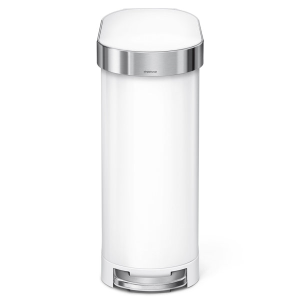 simplehuman 45L slim pedal bin, white steel | Wayfair.co.uk