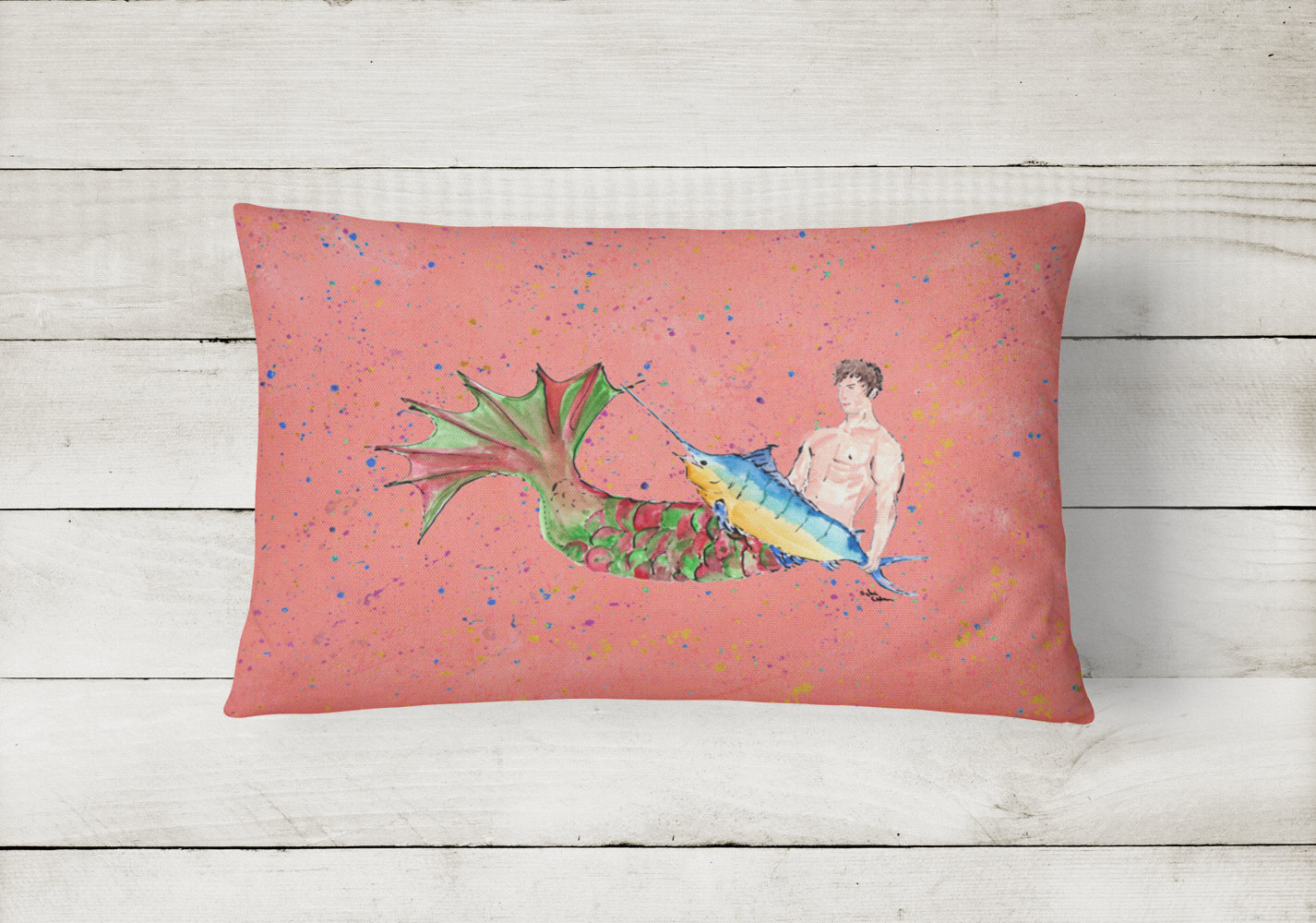 Caroline's Treasures Merman Indoor/Outdoor Throw Pillow | Wayfair