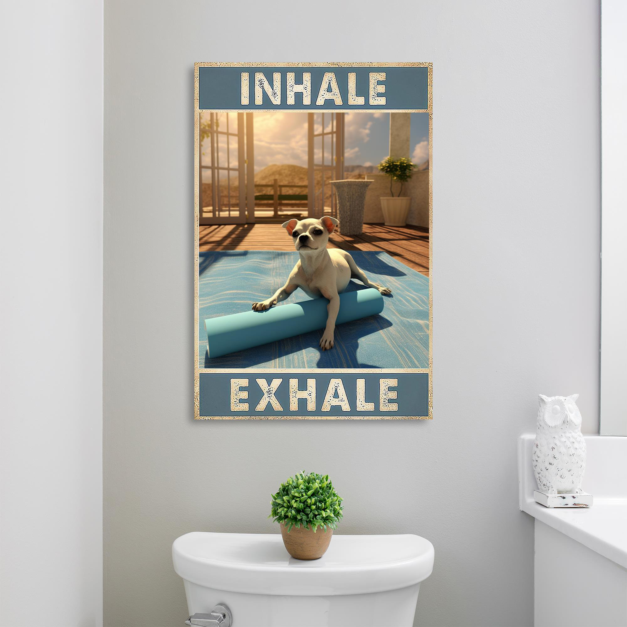 Trinx Dog Inhale Exhale - Wrapped Canvas Graphic Art | Wayfair