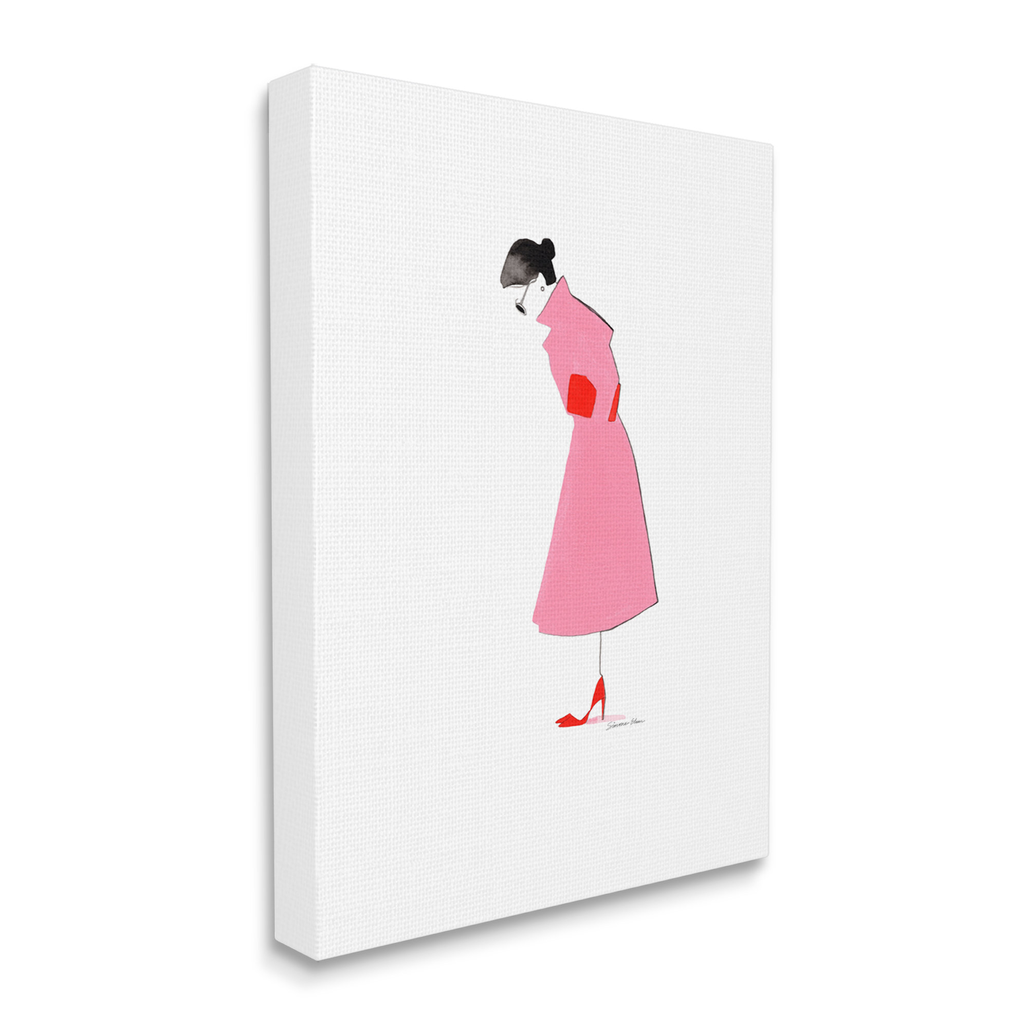 Everly Quinn Pink Contemporary Girl Framed Floater Canvas Wall Art ...