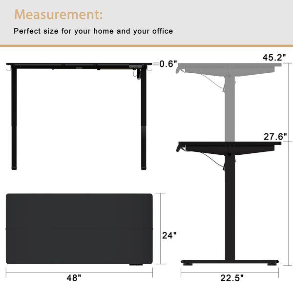 Inbox Zero Leshae Adjustable Height Standing Desk for Home Office ...