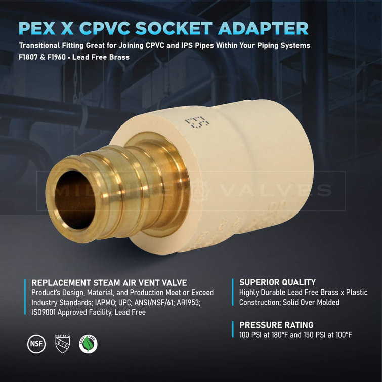 Supply Giant Brass Adapter Pex A x CPVC 1" Socket Coupling, Lead-Free ...