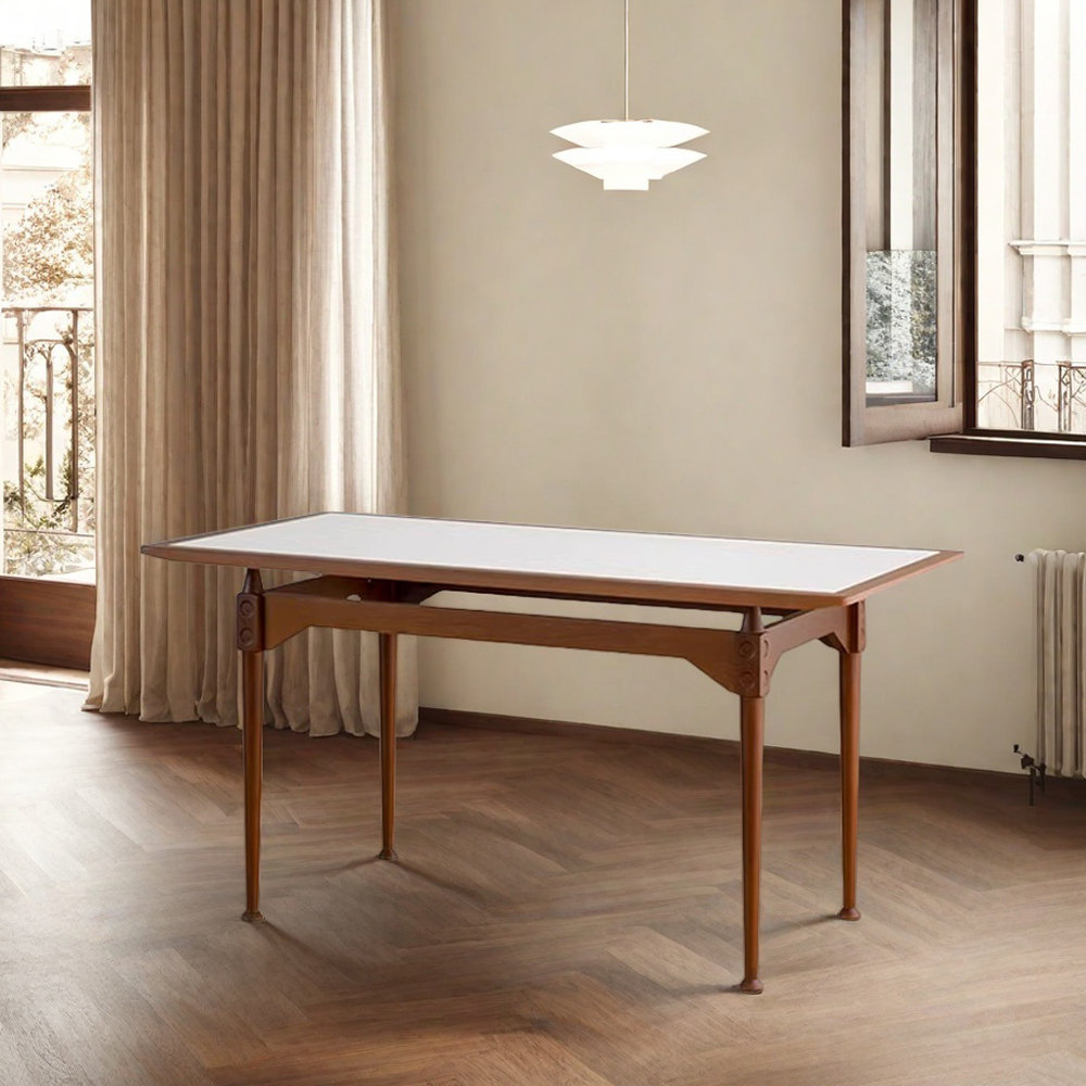 Ebern Designs Exquisite Cherry Wood Rock Slab Dining Table | Wayfair