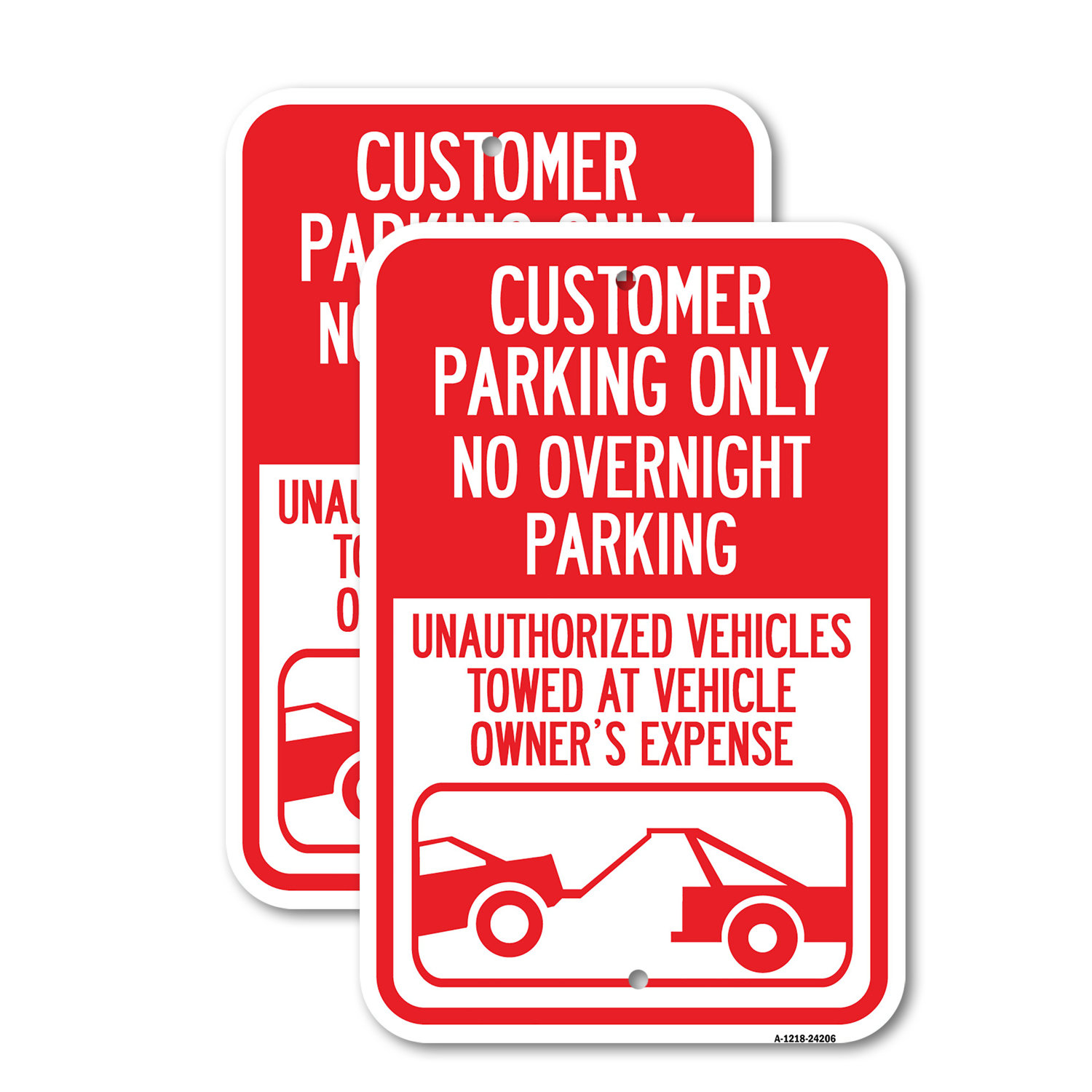 SignMission (2 Pack) Customer Parking Only No Overnight Parking ...