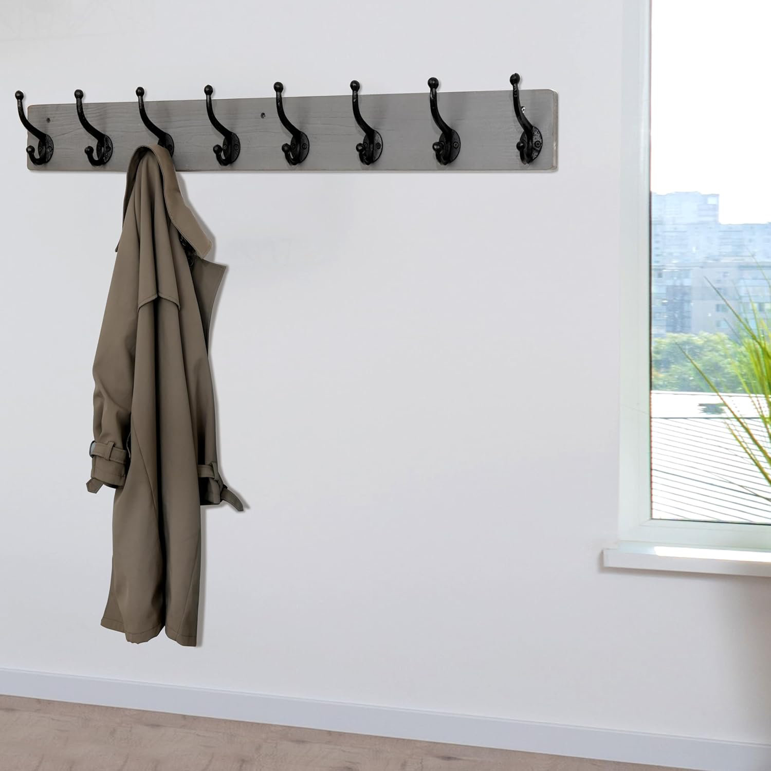 One Allium Way® Rustic Wall Mounted Coat Rack With 8 Heavy Duty Cast ...