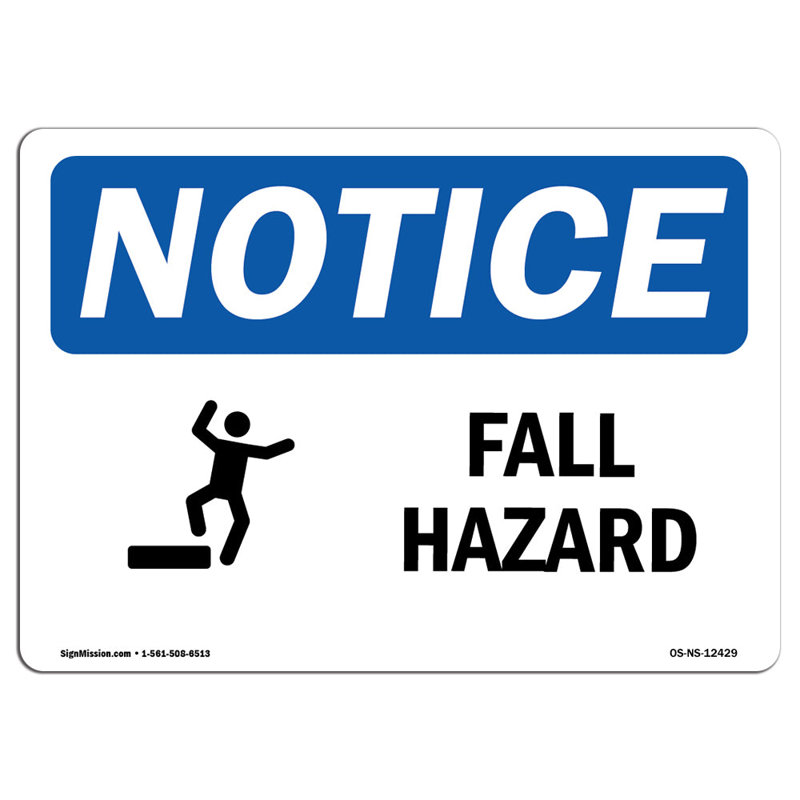 SignMission Fall Hazard Sign with Symbol | Wayfair