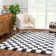 Latitude Run® Atiray Shag Checkered Modern Black / White Area Rug ...
