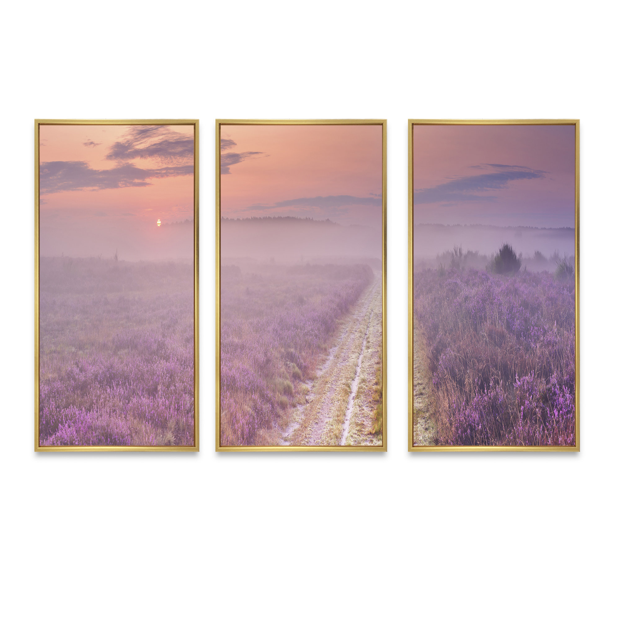 Winston Porter Path Through Blooming Heather - Landscape Framed Canvas ...