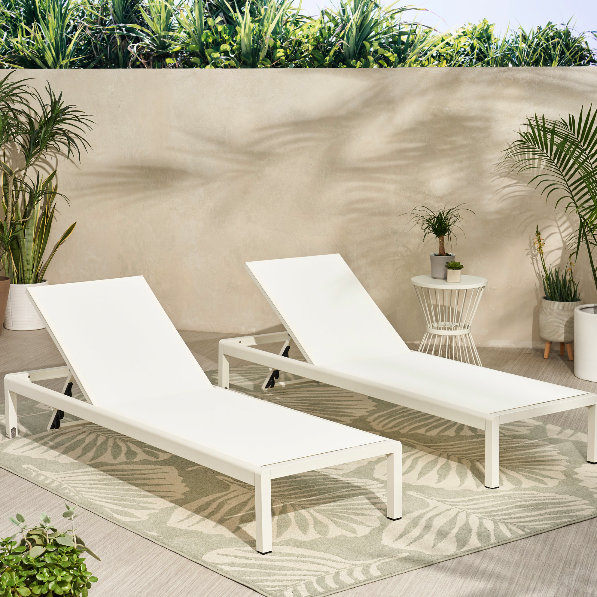Orren Ellis White Chaise Lounges With Flexible Mesh Seating And ...