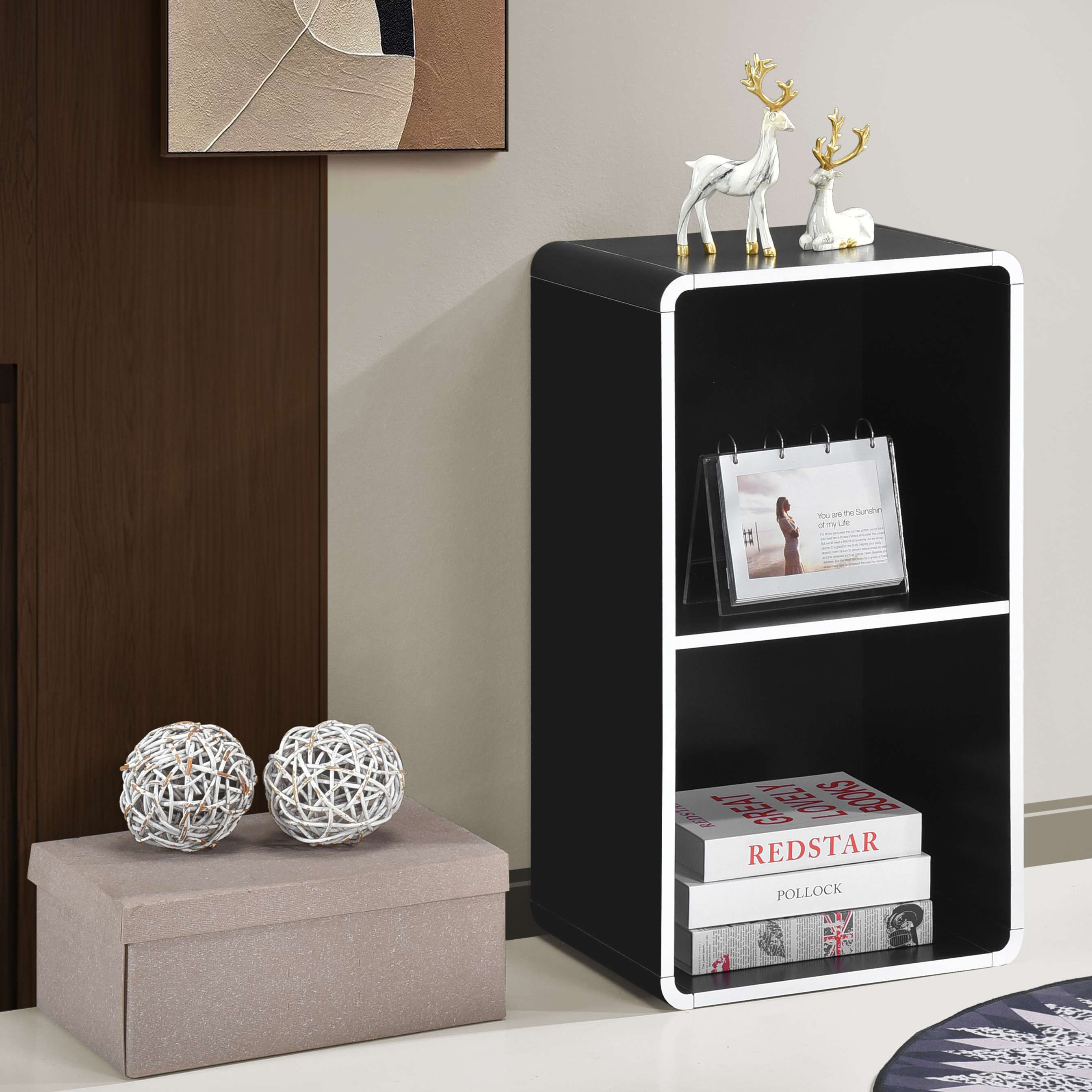 Ebern Designs Treadway 2-Tier Cube Open Bookcase - Space Saving Storage ...