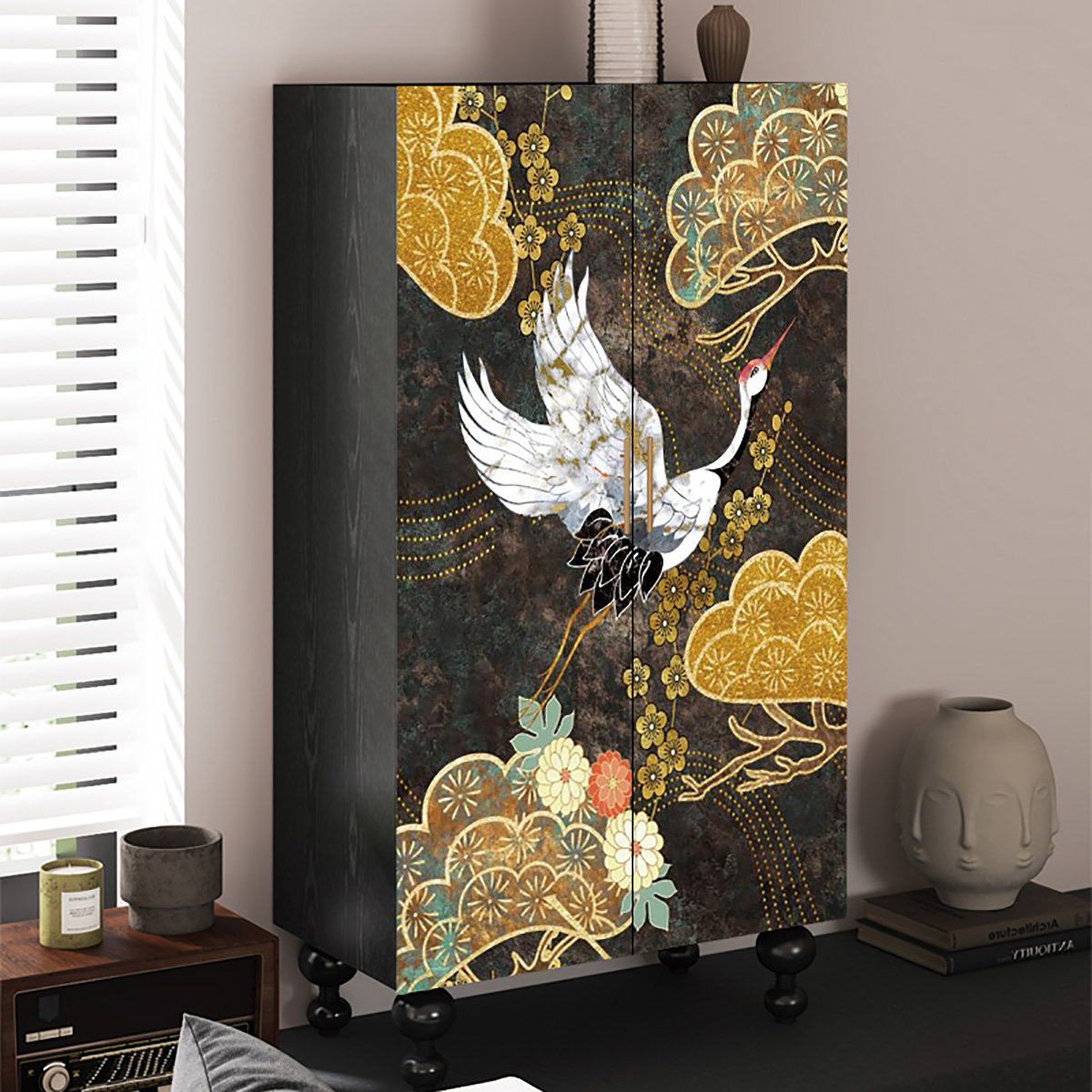 Red Barrel Studio® Bedroom retro hang wardrobe multifunction wardrobe ...