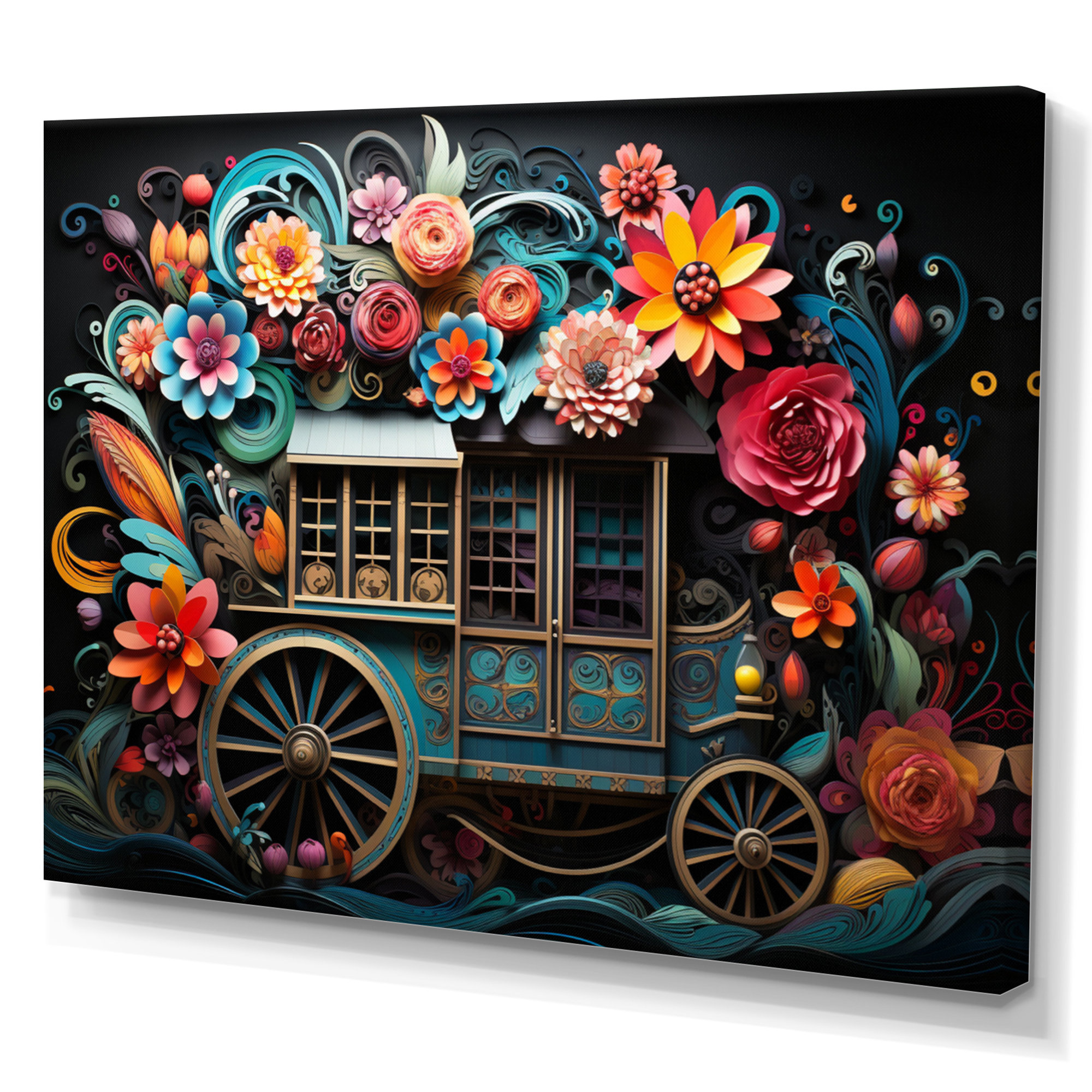 Red Barrel Studio® Teal Old Cart Cart Of Dream On Canvas Print | Wayfair