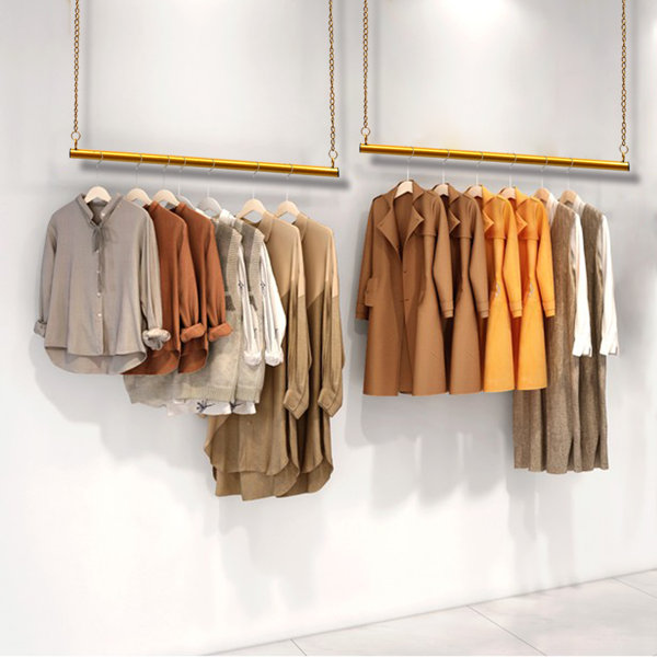 Everly Quinn Hirasuna Adjustable Metal Wall Mounted Clothes Rack ...