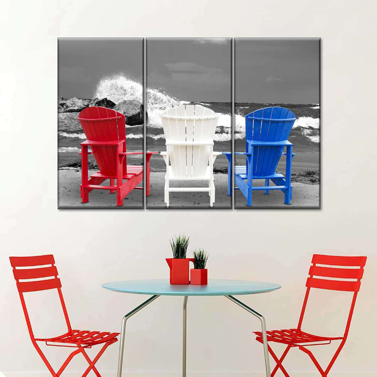 Highland Dunes Beach Chairs Trio Pop Multi Piece Canvas Print On Canvas ...