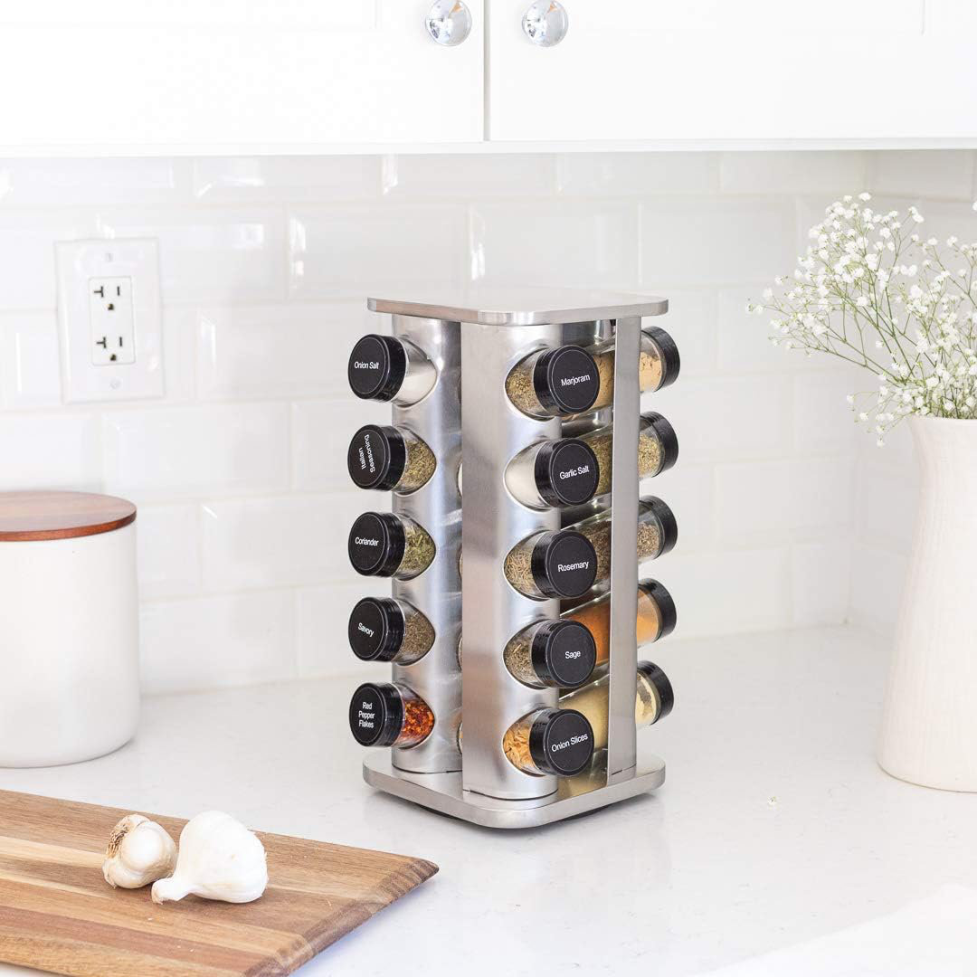 Latitude Run® 20 Jar Spice Rack With Spices Included - Revolving Tower ...