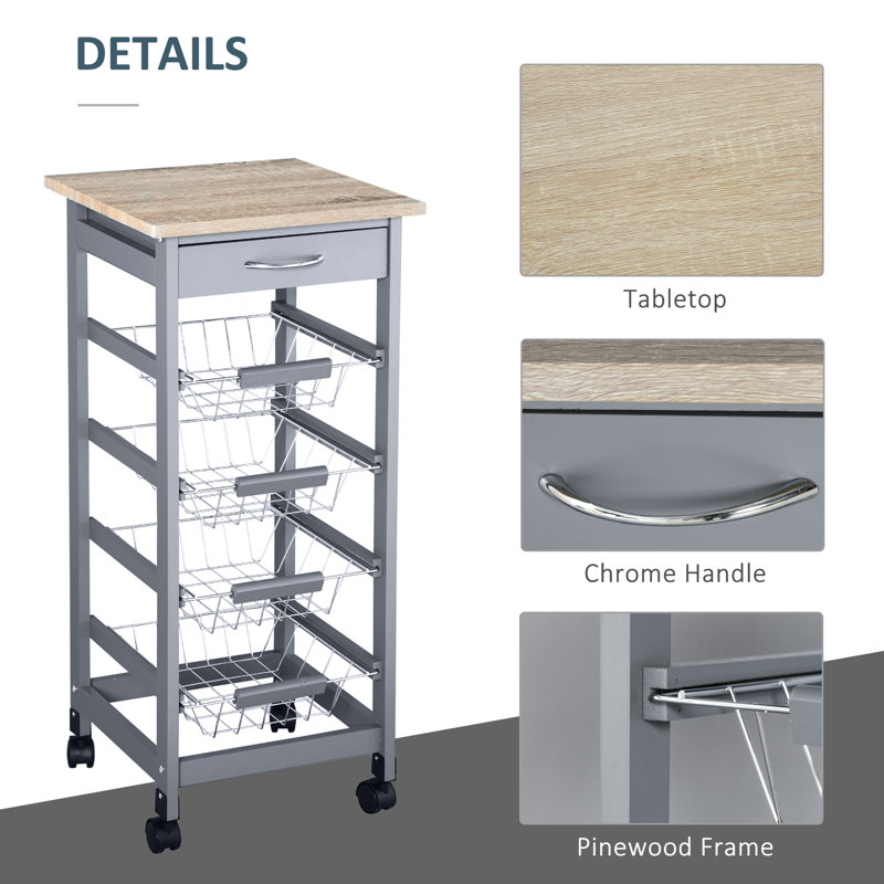 Winston Porter Raffles Wood Kitchen Cart & Reviews | Wayfair