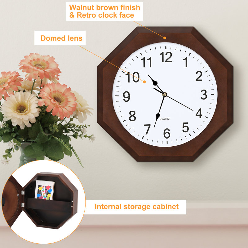 Lark Manor™ Gloyd Octagonal Wood Wall Clock - Mahogany Color | Wayfair
