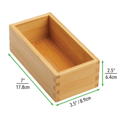 mDesign Bamboo Kitchen Storage Bin Container Crate Box, 2 Pack, Natural ...