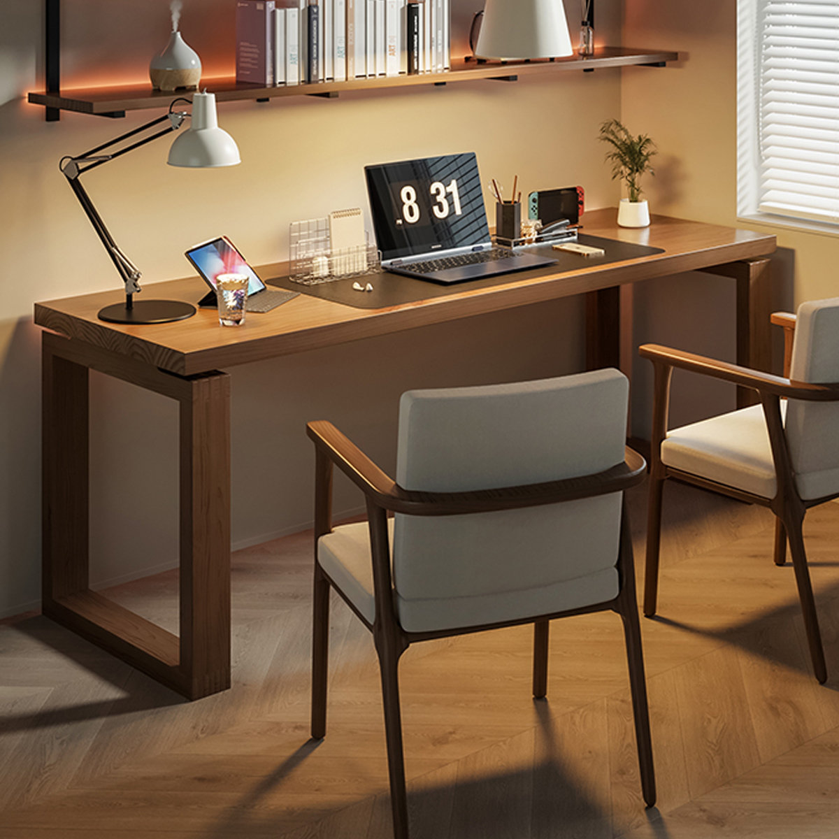 Wren Decors Brown Rectangular Solid Wood Desks | Wayfair