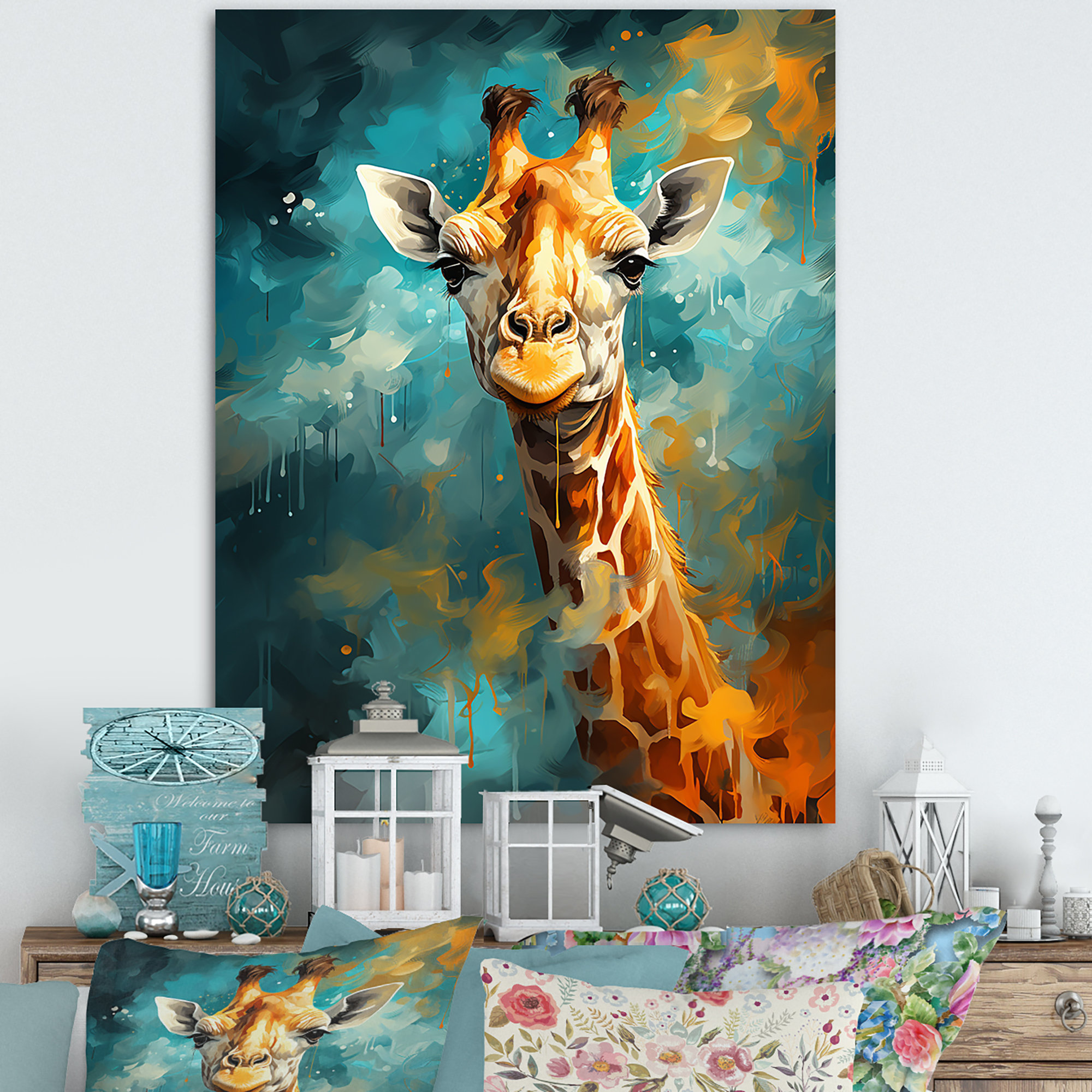 Bungalow Rose Pop Art Giraffe Portrait IV - Giraffe Wall Decor ...