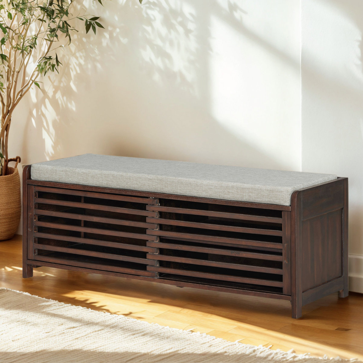 Red Barrel Studio® Entryway Shoe Bench With Storage Compartments And ...