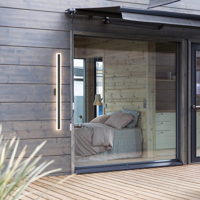 Wrought Studio™ Eljan New Upgrade Iron Outdoor LED Wall Light with Back ...