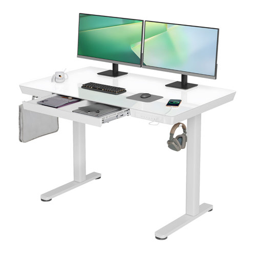 Glass Medium Desks You'll Love | Wayfair