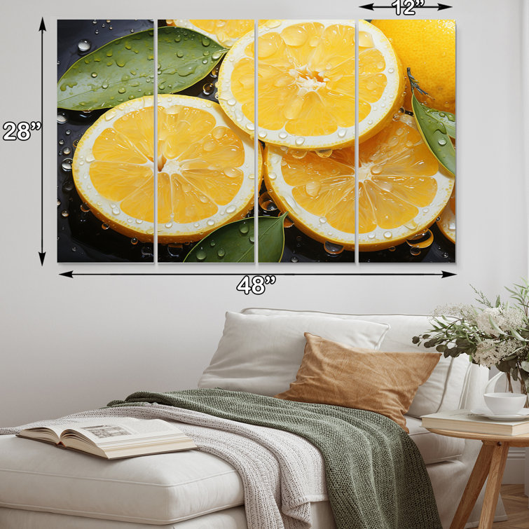 DesignArt Fruit Pucker Lemon Pointillism II On Canvas 4 Pieces Print ...