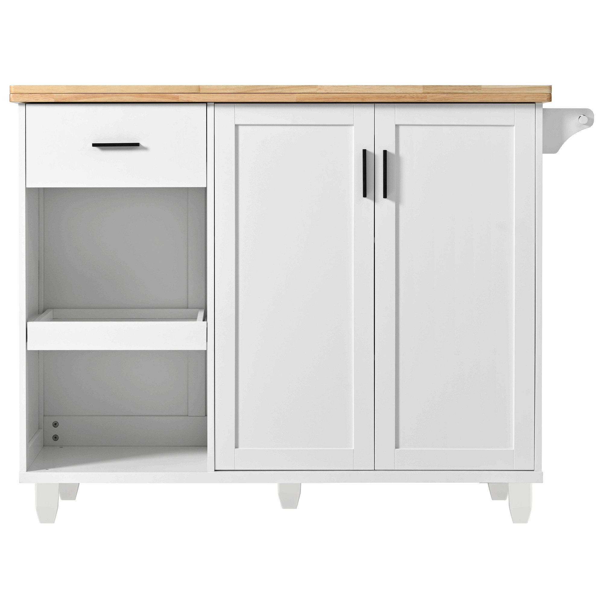Latitude Run® Kitchen Island With Foldable Counter Top, Kitchen Storage ...