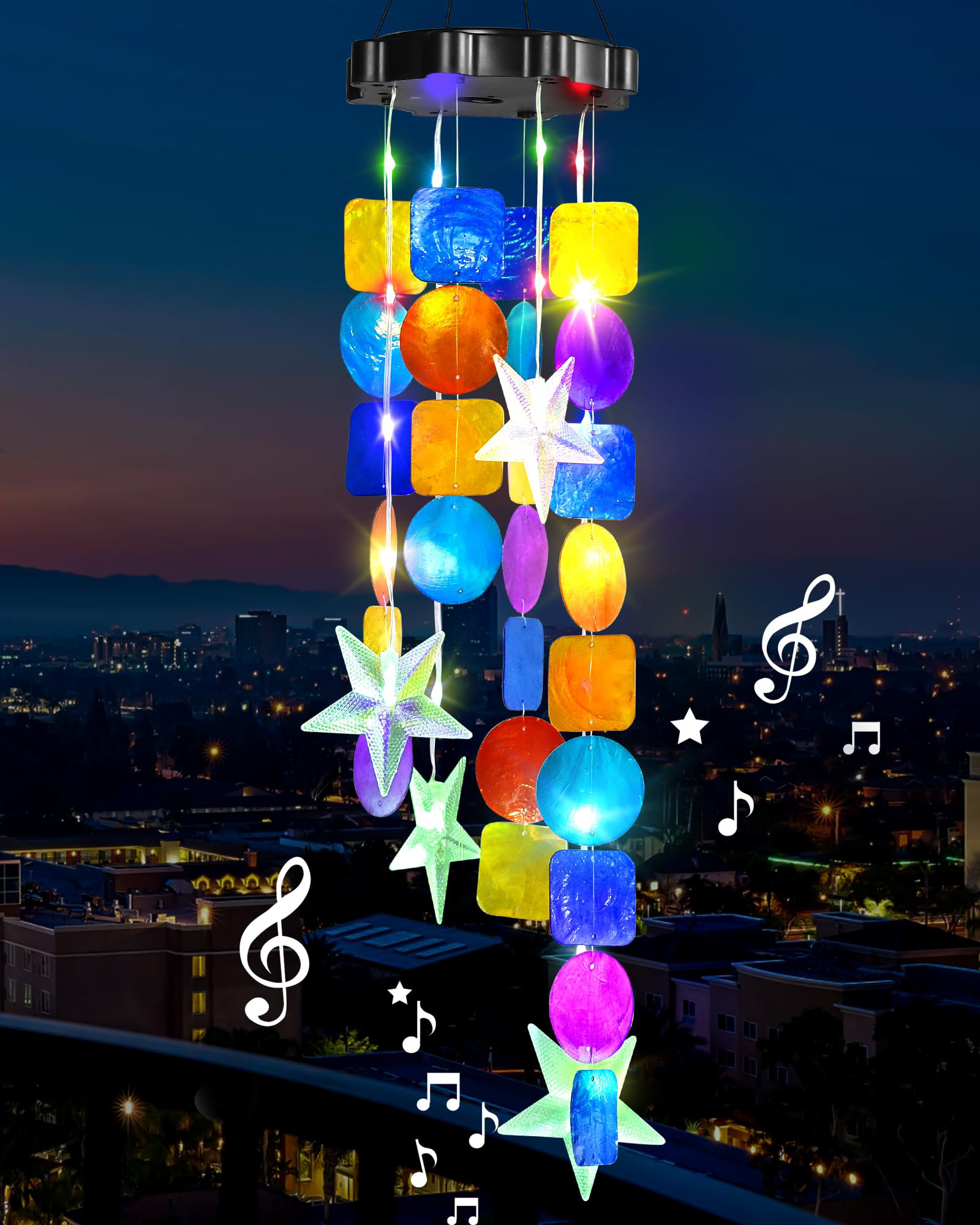 Arlmont & Co. Solar Wind Chimes Decorative Lights For Outside,Shells ...