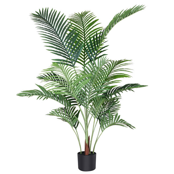 Primrue Adcock Artificial Palm in Pot, Faux Green Palm Plant, Fake Tree ...